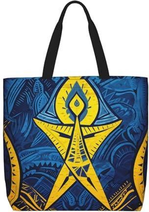 Generic Tribal Bleu Et Jaune Sac Fourre Tout L&eacute;ger Sacs Pliable Sac &Agrave; Bandouli&egrave;re Pour Quotidienne Shopping Travail