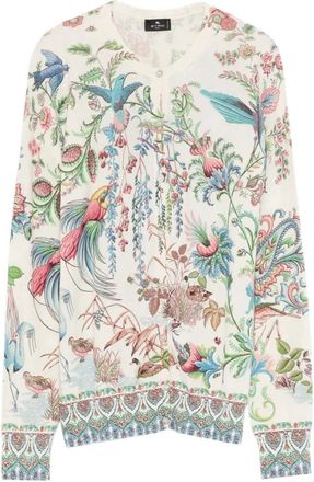 Etro Femme, Pulls, Multicolore, Taille: 38 FR Cardigan en soie et cachemire &agrave; motif floral cachemire