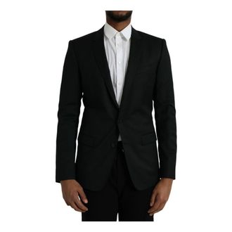 Dolce & Gabbana Schwarzer Wollblazer Slim Fit - - Jackets - Herren - Schwarzk - M