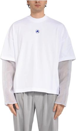 BONSAI Homme, Tops, Blanc, Taille: M Cropped Logo T-Shirt