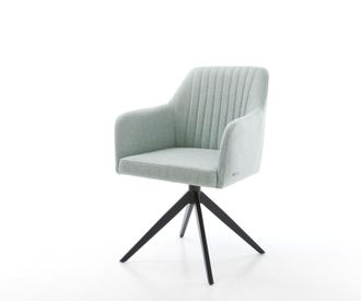 DELIFE Drehstuhl Greg-Flex Stripes Mint Kreuzgestell breit Schwarz 360&deg; drehbar, Esszimmerst&uuml;hle