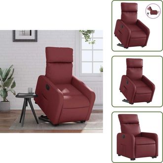 vidaXL Relaxsessel mit Aufstehhilfe Elektrisch Weinrot Kunstleder - Relaxsessel - Elektrischer Sessel - Fernsehsessel - Aufstehhilfe - Massagefunktion - The