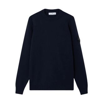 Stone Island Lammwollpullover mit Rundhalsausschnitt - - Knitwear - Herren - Blau - S