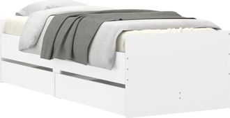 vidaXL Cadre de lit avec tiroirs blanc 100x200 cm - Vidaxl