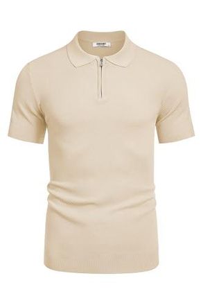 Coofandy Polo dété à manches courtes pour homme avec fermeture éclair - Polo de golf classique extensible, kaki, 3XL