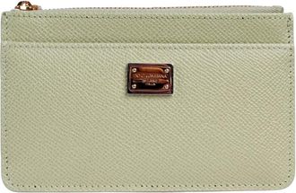 Dolce & Gabbana Femme, Accessoires, Vert, Taille: ONE Size Porte-cartes en cuir de veau Dauphine