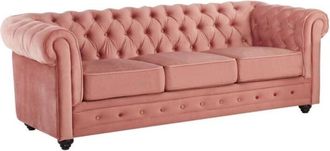 Vente-Unique Vente-unique - Canapé 3 places chesterfield - Velours rose pastel
