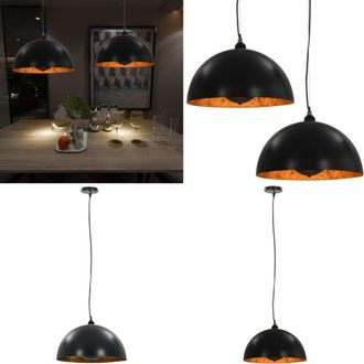 vidaXL Vidaxl - Deckenleuchten 2 Stk. Schwarz und Gold Halbkugelf&ouml;rmig 40cm E27 - Dekorleuchten - Wandlampen - Wohnzimmer Deko - Schlafzimmer Beleuchtung