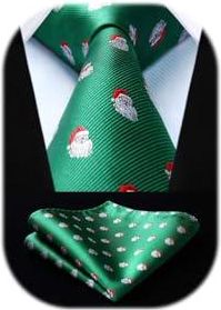 Hisdern Cravate de Noel hommes Pere Noel Motif Parti tisse cravate et poche Equerre