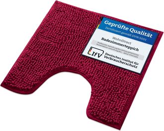 WohnDirect WC Vorleger mit Ausschnitt 45x45 cm Beere - Weiche Toilettenmatte f&uuml;r Stand-WC - Hochflor Badematte Saugstark & Bodenschonend (Versand aus DE)