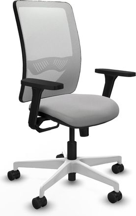 Piqueras y Crespo Zulema Lumbal-Stuhl mit 3D-Armlehnen, ausgestattet mit 3-fach verstellbarem Sincro und Schneideschaum, mit Rollen von 65 mm, Nylon, Wei&szlig;/Hellgrau