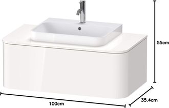 Duravit Happy D.2 Plus Konsolenwaschtischunterbau wandh&auml;ngend, 1000x550 mm, 1 Auszug, f&uuml;r Aufsatzbecken, HP494108080, Farbe: Graphit Supermatt Dekor