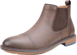 Generic Bottes Chelsea pour Homme Chaussures Classiques en Cuir PU À Bout Rapporté Bottines Ville Décontractées,Marron,45 EU