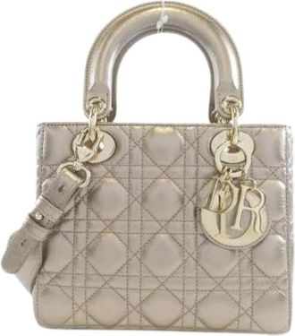 Dior Pre-owned My ABCDior Lady Dior Small Calf Handbag - Femme - Pre-owned - Beige - Taille: ONE Size