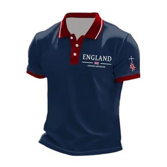 Generic Polo &agrave; manches courtes pour homme - Coupe ajust&eacute;e - S&eacute;chage rapide - Respirant - Haut de golf - Tennis - Drapeau britannique - Chemise de loisirs - Co