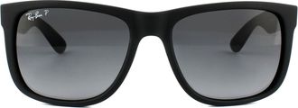 Ray-Ban Sonnenbrille Justin 4165 622/T3 Schwarzer Gummi Grau Gradient Polarisiert
