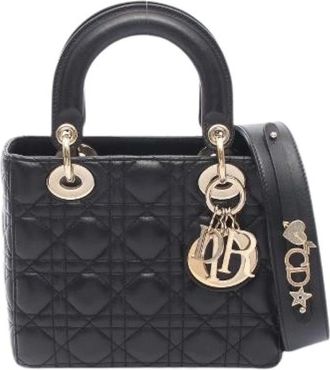 Dior Pre-owned My ABCDior Lady Dior Small Leather 2way Bag - Femme - Pre-owned - Noir - Taille: ONE Size