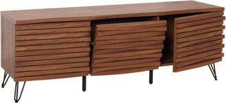 Mendler Rack TV HWC-M49, Buffet bas Armoire TV, compartiments de rangement design 3D, bois massif Mango métal 52x142x44cm - aspe