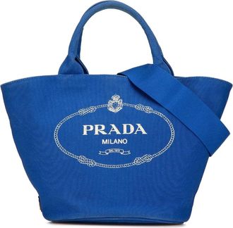 Prada Hobo Bags - Canvas Canapa Logo Satchel - Gr. unisize - in Blau - für Damen
