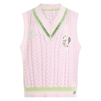 Philipp Plein Femme, Pulls, Rose, Taille: 38 FR V-Neck Gilet Tennis Club