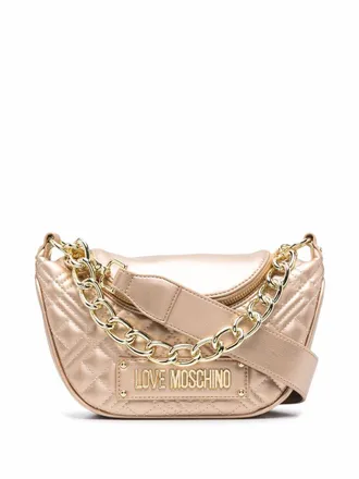 Love Moschino sac &agrave; main matelass&eacute; &agrave; plaque logo - Or