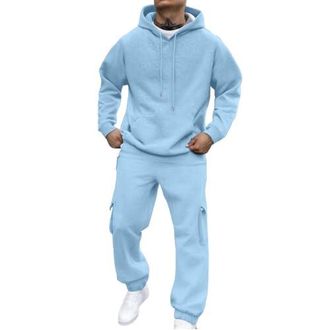 Generic Surv&ecirc;tement &agrave; capuche pour homme - Coupe d&eacute;contract&eacute;e - Manches longues - Ensemble sweat &agrave; capuche et jogging - Cordon de serrage et poche kangourou -