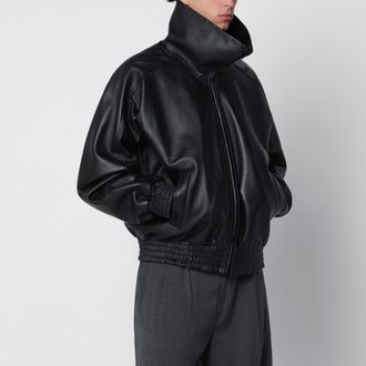 Balenciaga Lederjacke mit Logo in Schwarz