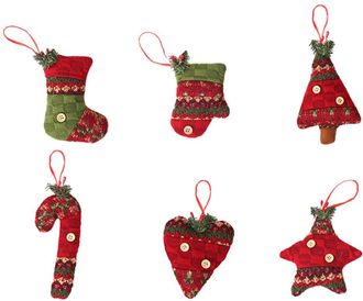 Amosfun Weihnachtsstrumpf Anh&auml;nger Stoff 12 Zoll Leichtgewichtige Weihnachtsdeko H&auml;ngend F&uuml;r Zuhause Festliche Atmosph&auml;re