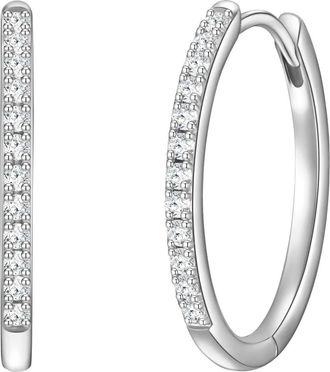 Glanzst&uuml;cke M&uuml;nchen Ohrringe - Sterling Silber Creolen Zirkonia - Gr. unisize - in Silber - f&uuml;r Damen