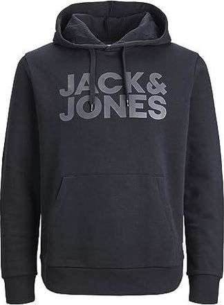 Jack & Jones Pull &agrave; Capuche Classique avec Le Logo de la soci&eacute;t&eacute; pour Hommes, Couleurs:Noir-4, Taille Chandail:XXL