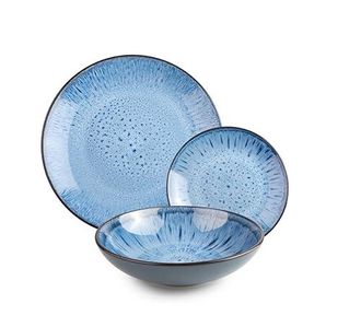 Ibili Service de table 12 pi&egrave;ces Normandia, assiettes en porcelaine pour 4 personnes