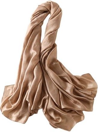 Alexis Leroy &Eacute;charpe Femme Simili-Soie 180x95cm Rectangulaire Uni Multifonction Col/Ch&acirc;le Marron Clair