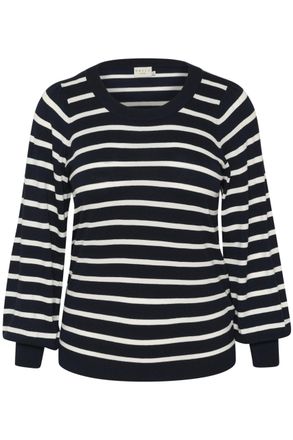 Kaffe Curve Strickpullover KCmiana XL, Midnight Marine/Chalk Stripe XL