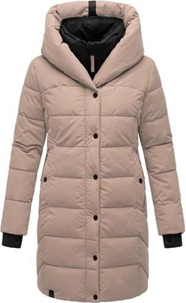 Navahoo Manteau dhiver chaud matelassé pour femme avec capuche et col en polaire amovible Knutschilein XS à 3XL, Taupe/gris, M