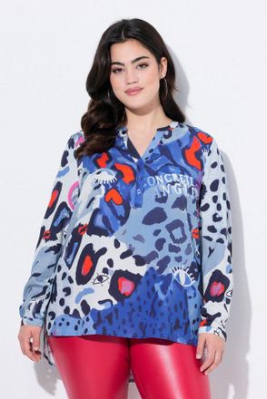 Angel Of Style Druckbluse Bluse A-Linie Leo/Herz-Muster