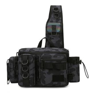 Generic Sac &agrave; dos de p&ecirc;che l&eacute;ger, sac bandouli&egrave;re pour la p&ecirc;che avec bo&icirc;te &agrave; accessoires, porte-canne int&eacute;gr&eacute;, cadeau de p&ecirc;ches la mouche pour hommes et femme