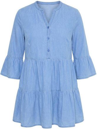 Angel Of Style Longbluse Bluse A-Linie softe Jeansoptik Volants