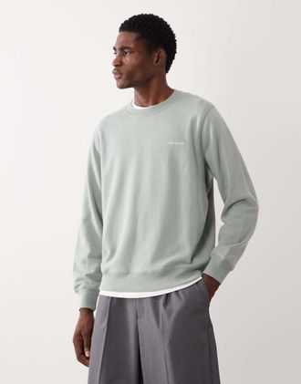 Abercrombie & Fitch Hochwertiges Sweatshirt in verwaschenem Gr&uuml;n mit Logo-Schriftzug