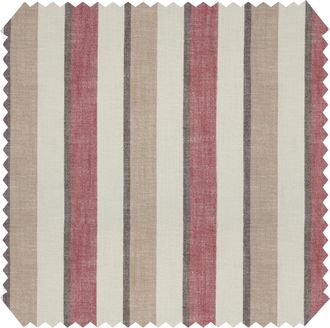 Novely FINN - Karierter bzw. Gestreifter Möbelstoff - Robuster Polsterstoff - Pflegeleichte Meterware 1lfm (5B Rot Beige gestreift)