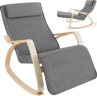 TecTake TecTake Fauteuil &agrave; Bascule avec Accoudoirs & Repose Pieds R&eacute;glable en 5X Rocking Chair Fauteuil Relax rembour&eacute;e Cadre en Bois Fauteuil Salon Veranda, 