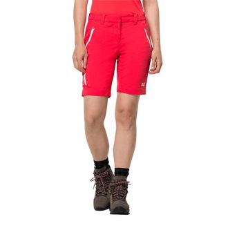 Jack Wolfskin W Overland Shorts Rot - Leichte atmungsaktive Damen Softshell Wandershorts, Größe 42 - Farbe Tulip Red