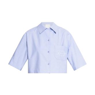 Givenchy Hawaiihemd aus Baumwolle mit Tasche - - Blouses & Shirts - Damen - Blau - S