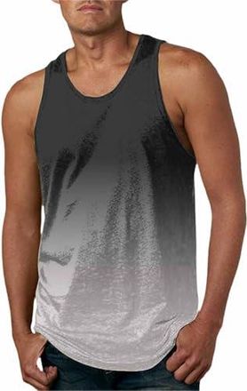Generic DENGJIAMY D&eacute;bardeurs d&eacute;grad&eacute;s pour hommes, T-shirts tendance &agrave; col en U, chemises athl&eacute;tiques sans manches pour hommes, v&ecirc;tements tendance, Noir, 3XL