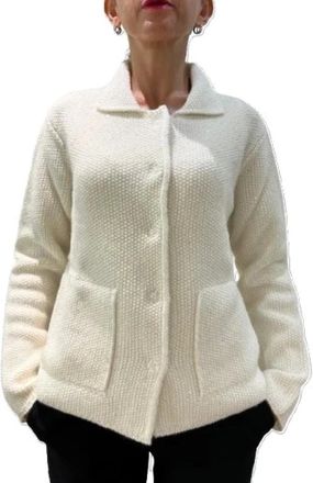 KANGRA Femme, Pulls, Blanc, Taille: 36 FR Veste Tricot&eacute;e