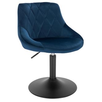 Woltu Schminktisch Stuhl Hocker, Bequemer Schminkstuhl aus Samt mit Lehne, Höhenverstellbar, 360° Drehbar, für Schlafzimmer, Esszimmer, Küche, Blau, BH242bl
