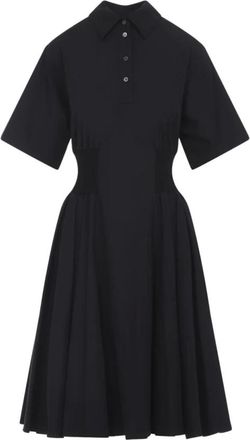 Loewe Femme, Robes, Noir, Taille: 36 FR Robe Polo en Coton avec Jupe &Eacute;vas&eacute;e