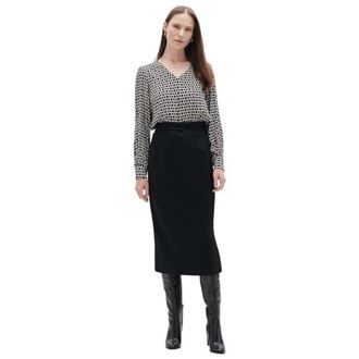 Caroll Blouse imprim&eacute;e satin&eacute;e coupe ample noir 38