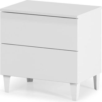 PEGANE Pegane - Table de chevet en bois coloris blanc brillant avec 2 tiroirs - Dim : 49 x 50 x 34 cm