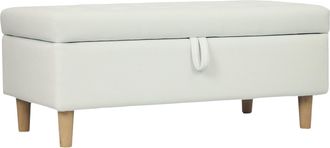 HOMCOM Sitzbank mit Stauraum Sitztruhe mit Samt-Optik, Bettbank mit Holzbeine Polsterbank f&uuml;r Wohnzimmer, Schlafzimmer, Flur 115 x 50 x 43 cm, Cremewei&szlig;