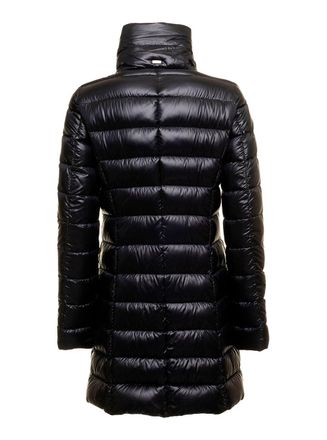 Herno Womens Long Down Jacket Black Polyamide Puffer